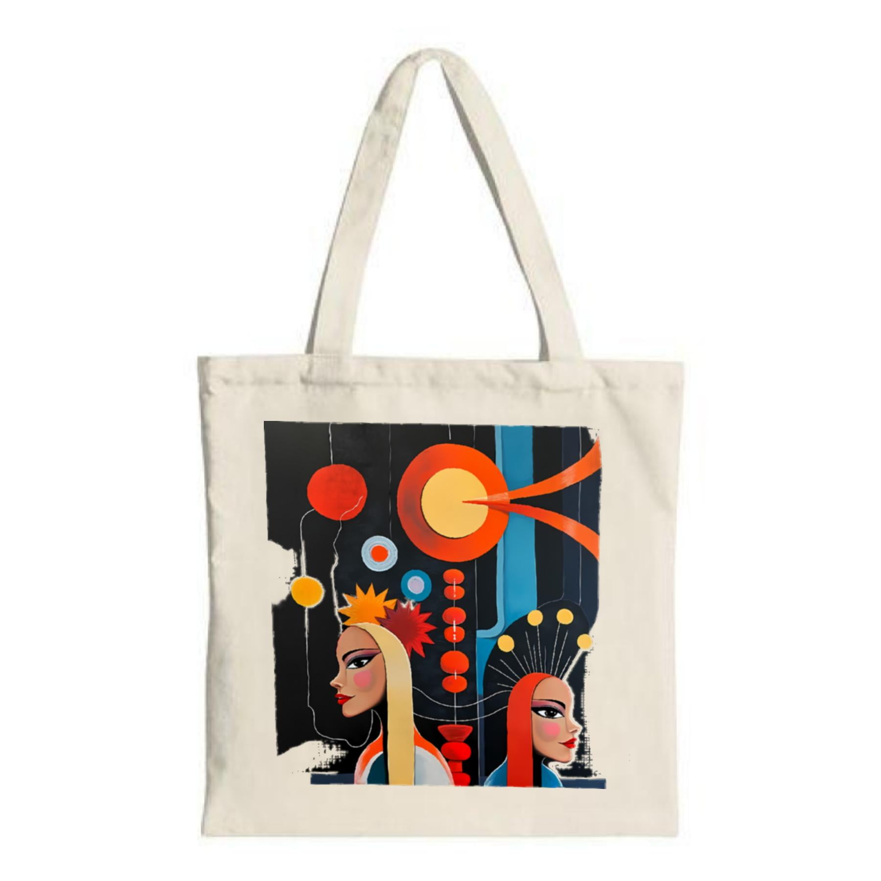 Colorful Abstract Design Tote Bag - Stylish Canvas Bag with Symmetrical ...