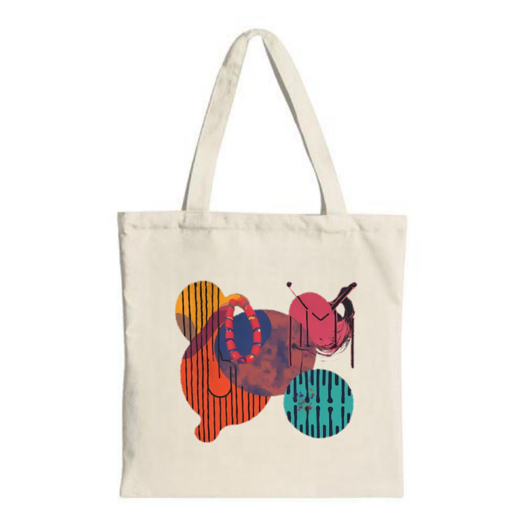 Colorful Abstract Design Tote Bag - Vibrant Overlapping Shapes in ...