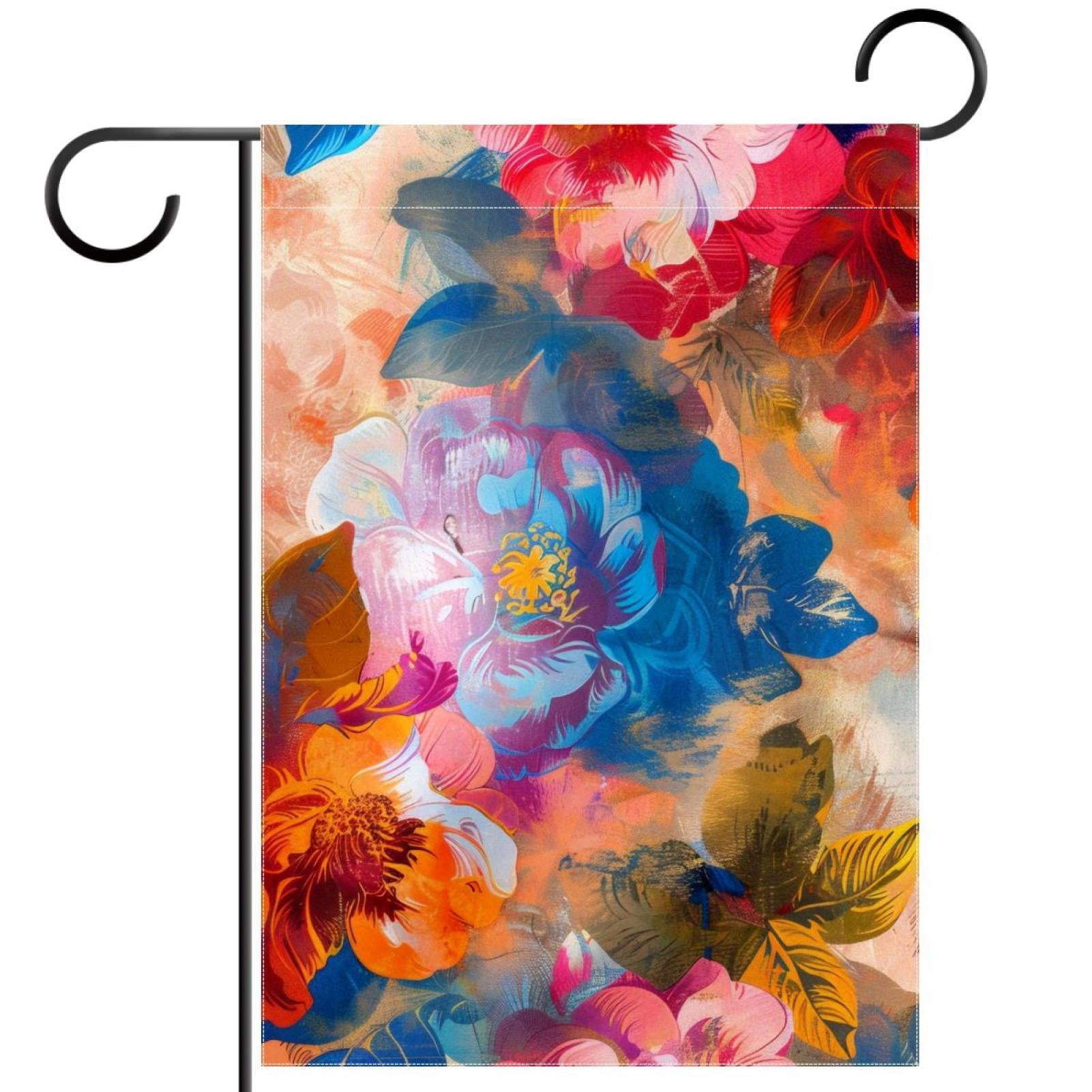 Colorful Abstract Floral Digital Design Double Sided Garden Flag ...