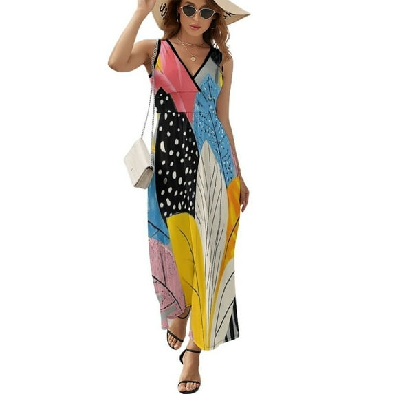 Colorful Abstract Floral Leaves Art Dress Summer Street Style Bohemia ...