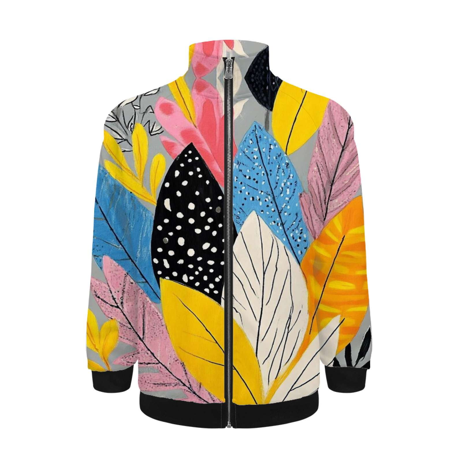 Colorful Abstract Floral Leaves Art Jacket Men's Street Cool Long ...