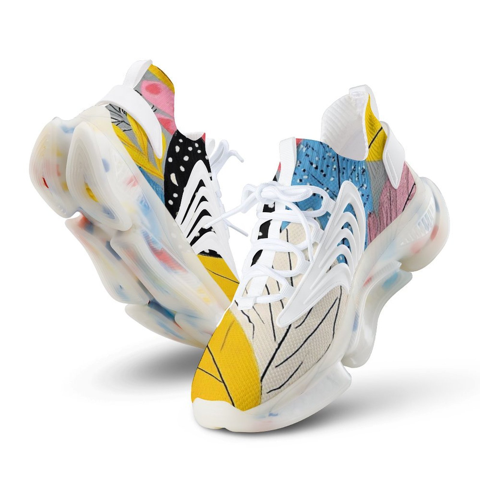 Colorful Abstract Floral Leaves Art Walking Shoes for Men Woman ...