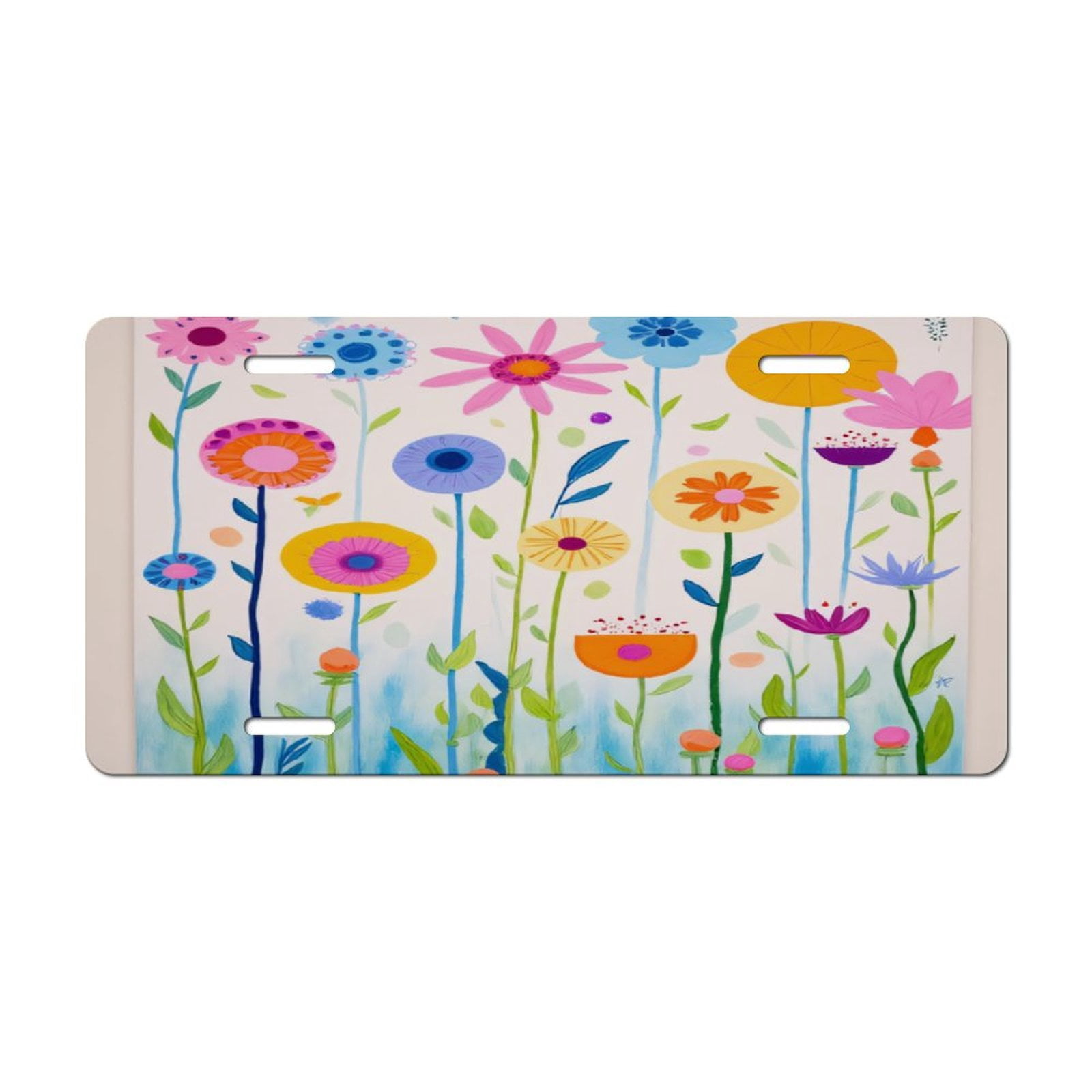 Colorful Abstract Floral Painting Car Decorative Front License Plate ...