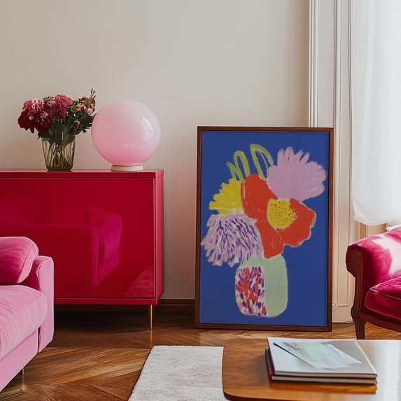 Colorful Abstract Floral Print Bold Still Life Wall Art, Poster Only ...