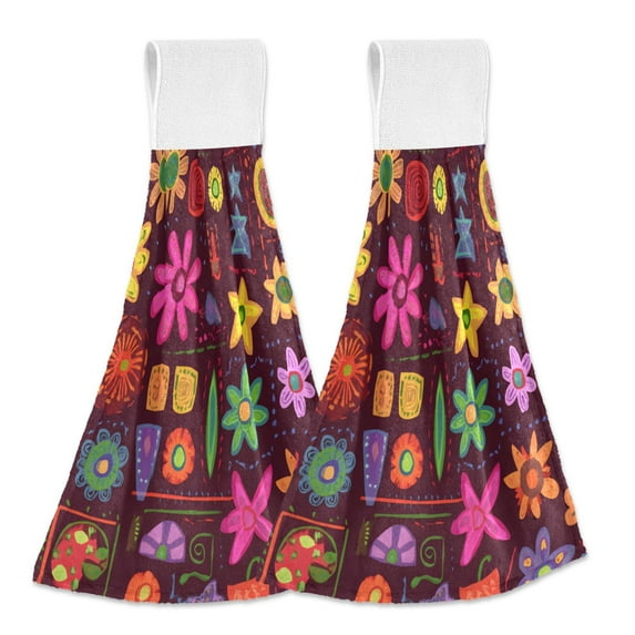Colorful Abstract Flowers Hand Towels 2 Pack Quick Drying Home Storage ...