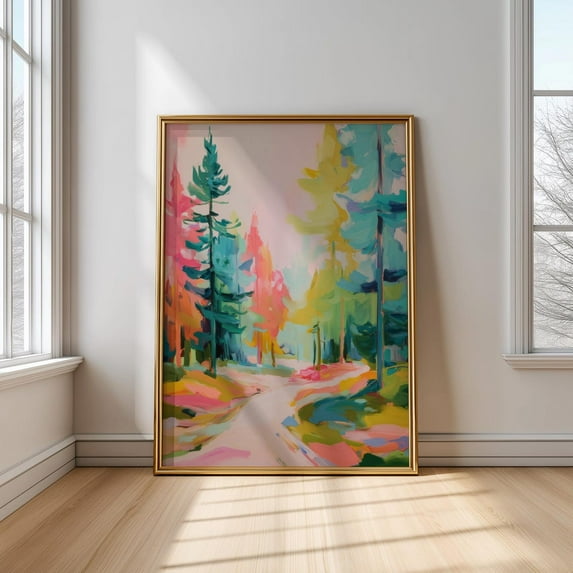 Colorful Abstract Forest | Pink Modern Art | Modern Landscape ...
