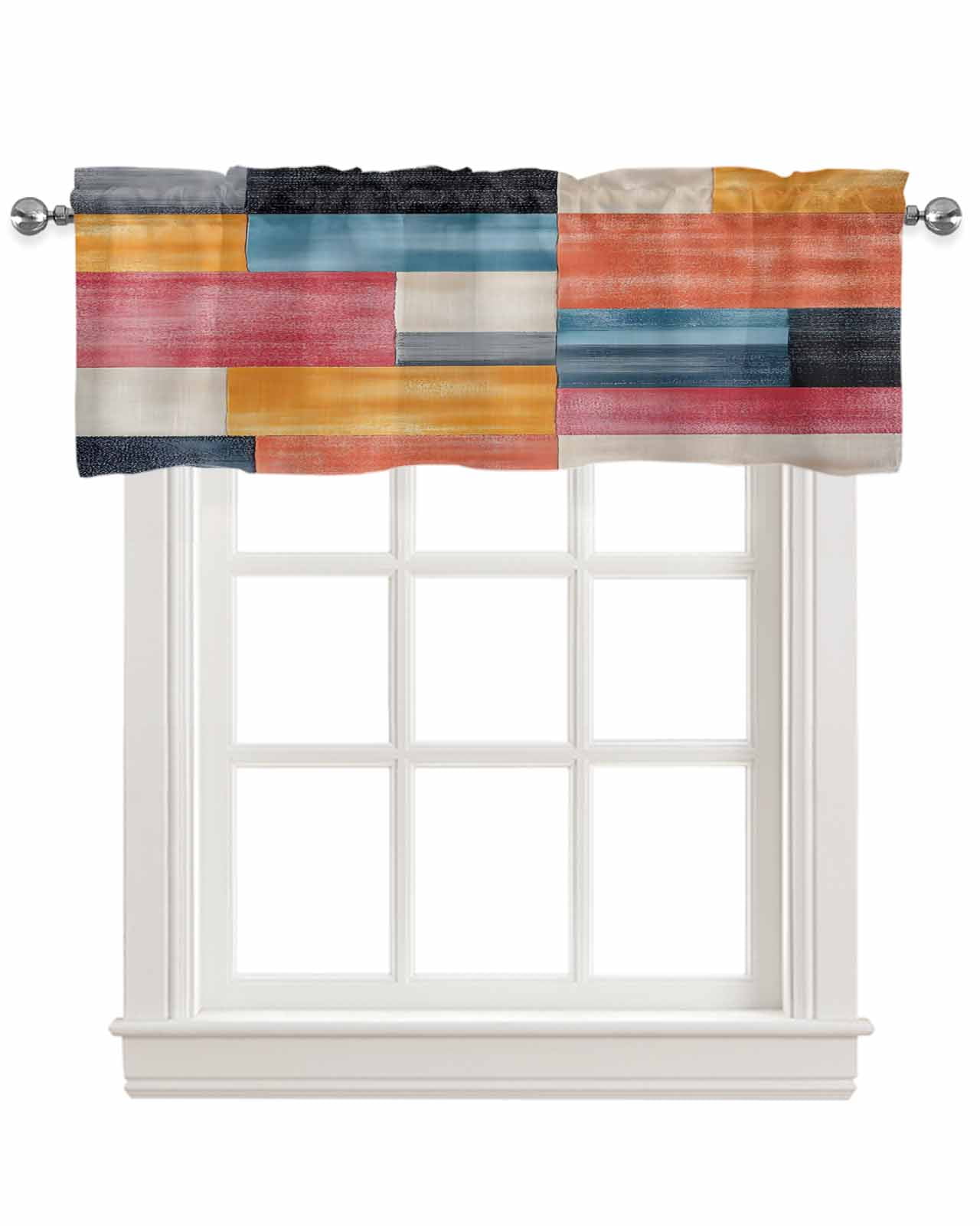 Colorful Abstract Geo Kitchen Valances for Windows Farmhouse Linen ...