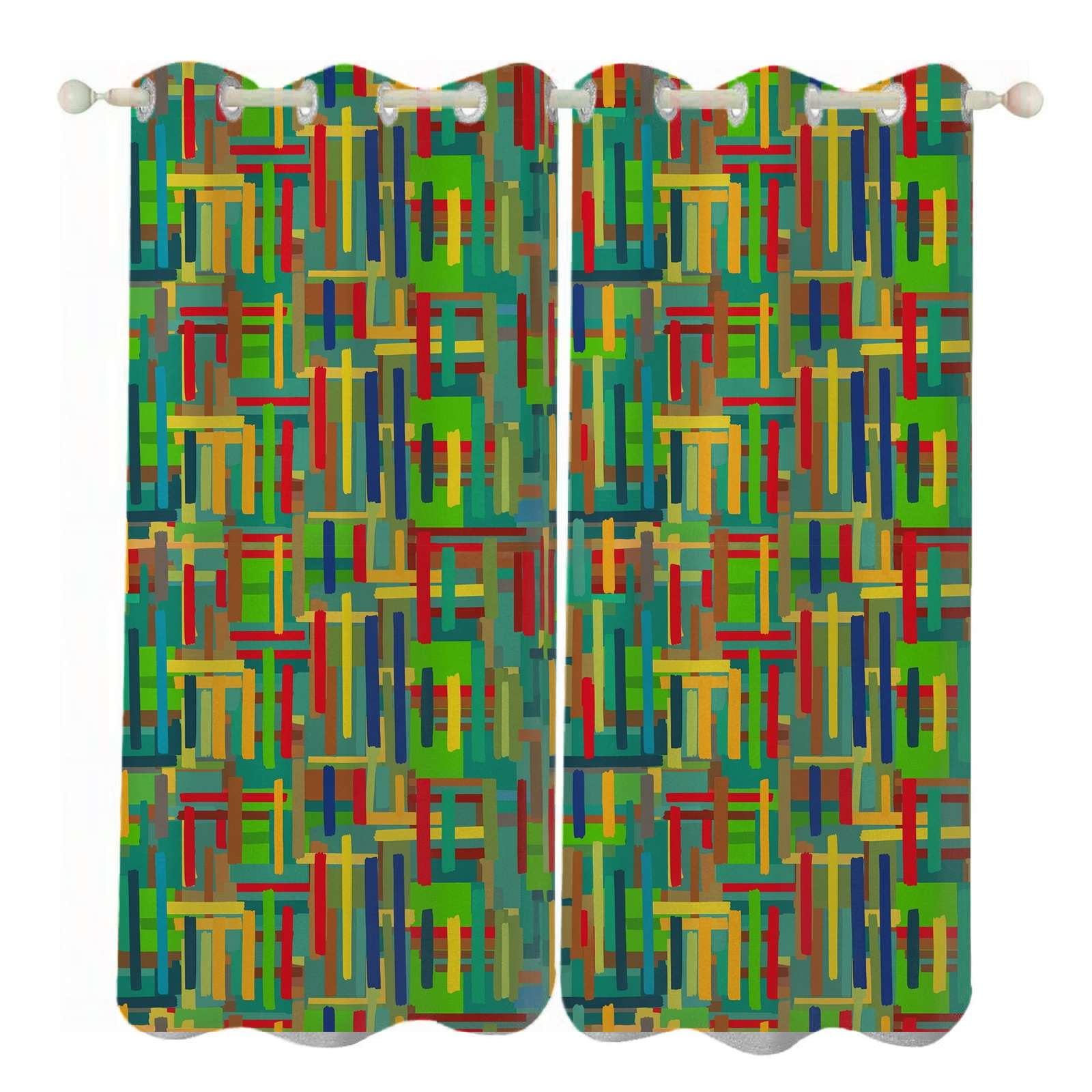 Colorful Abstract Geometric Pattern Sunshade Curtains Home Bedroom ...