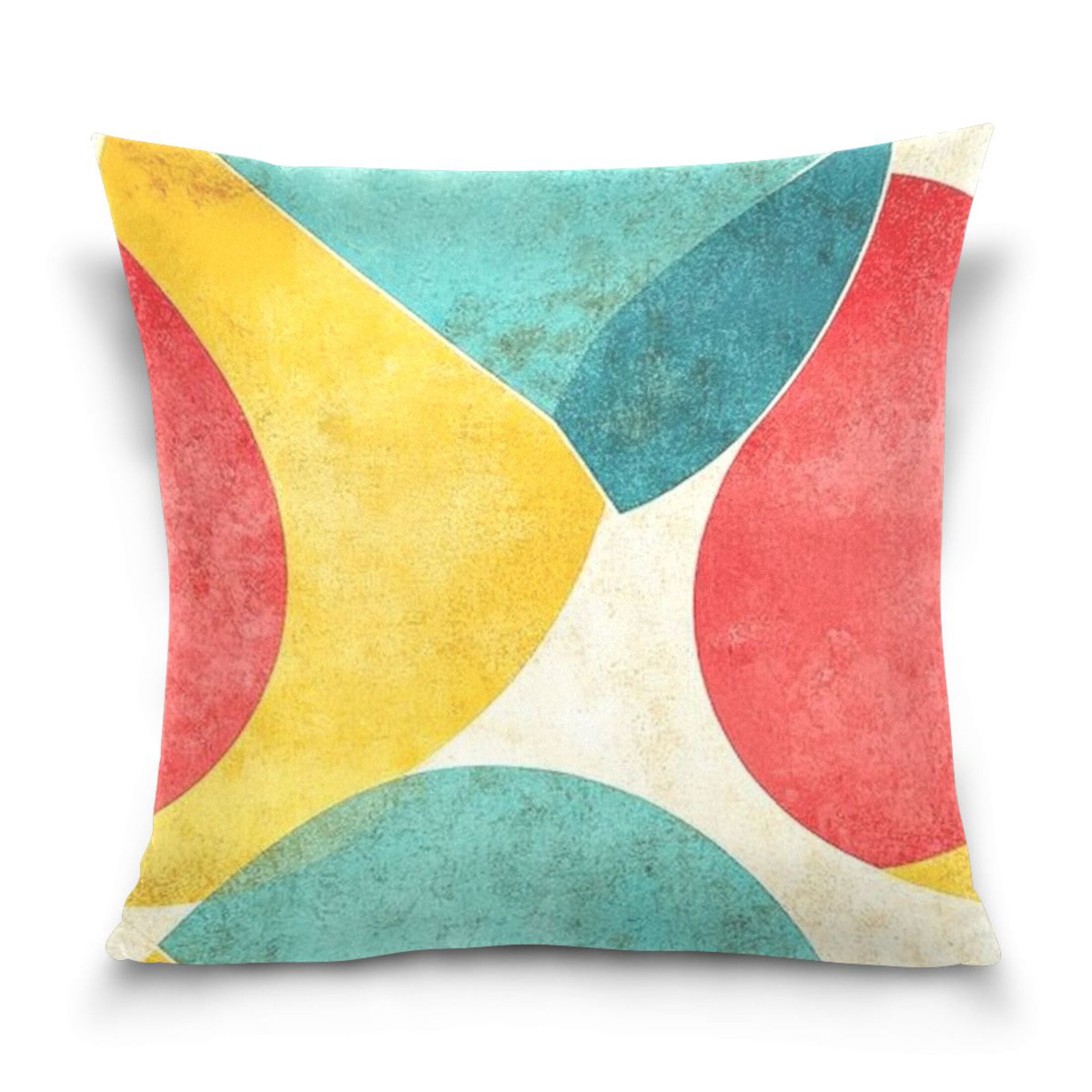 Colorful Abstract Geometric Shapes 20x20 Inch Plush Velvet Pillowcase ...