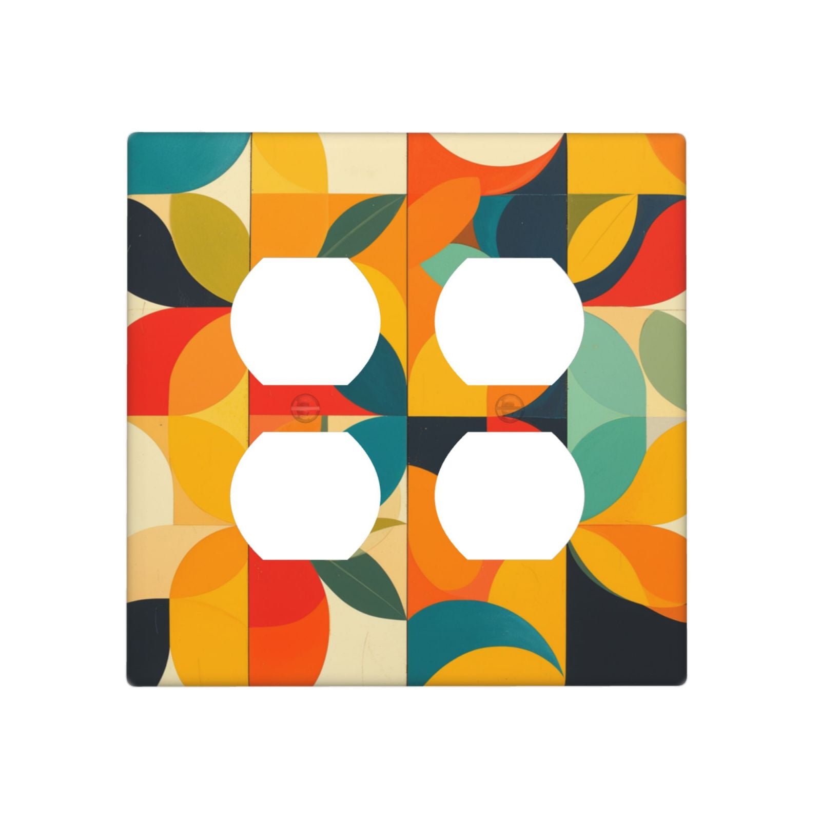 Colorful Abstract Geometric Shapes Curves Switch Cover Decorative Wall ...