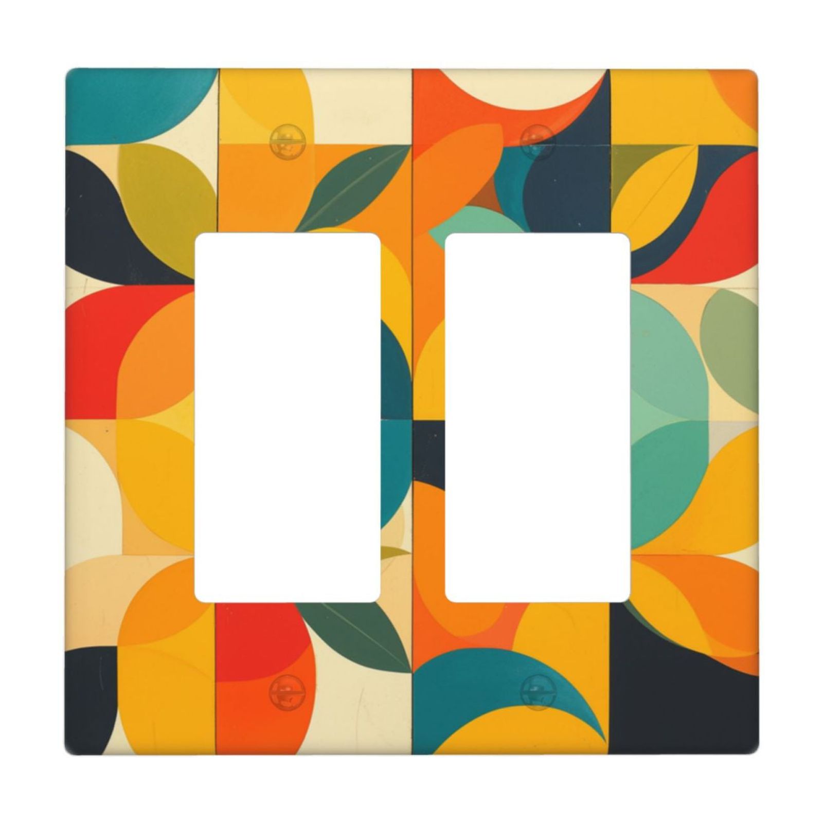 Colorful Abstract Geometric Shapes Curves Switch Cover Decorative Wall ...
