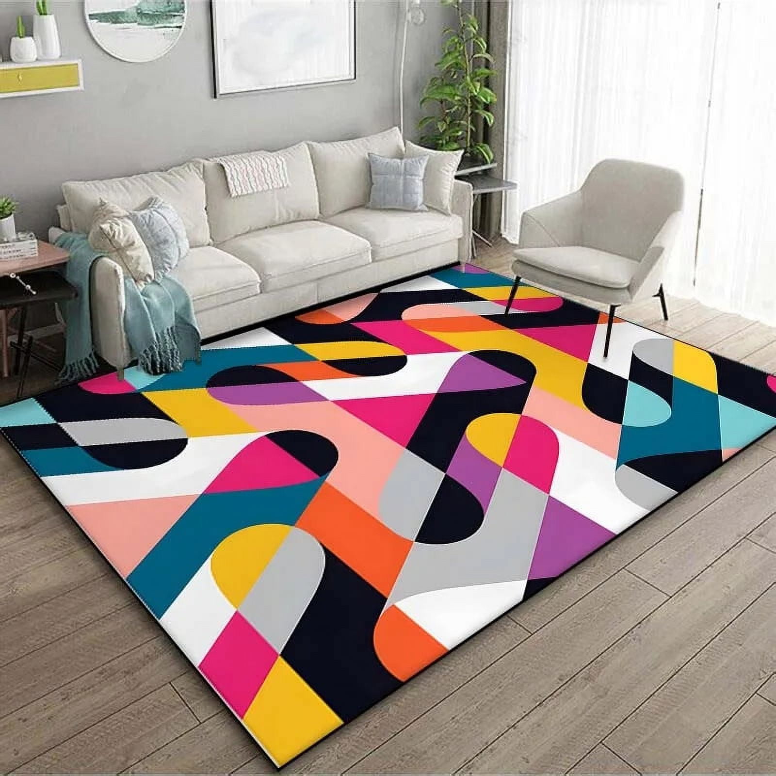 Colorful Abstract Geometry Pattern Floor Rug Carpets Living Room ...