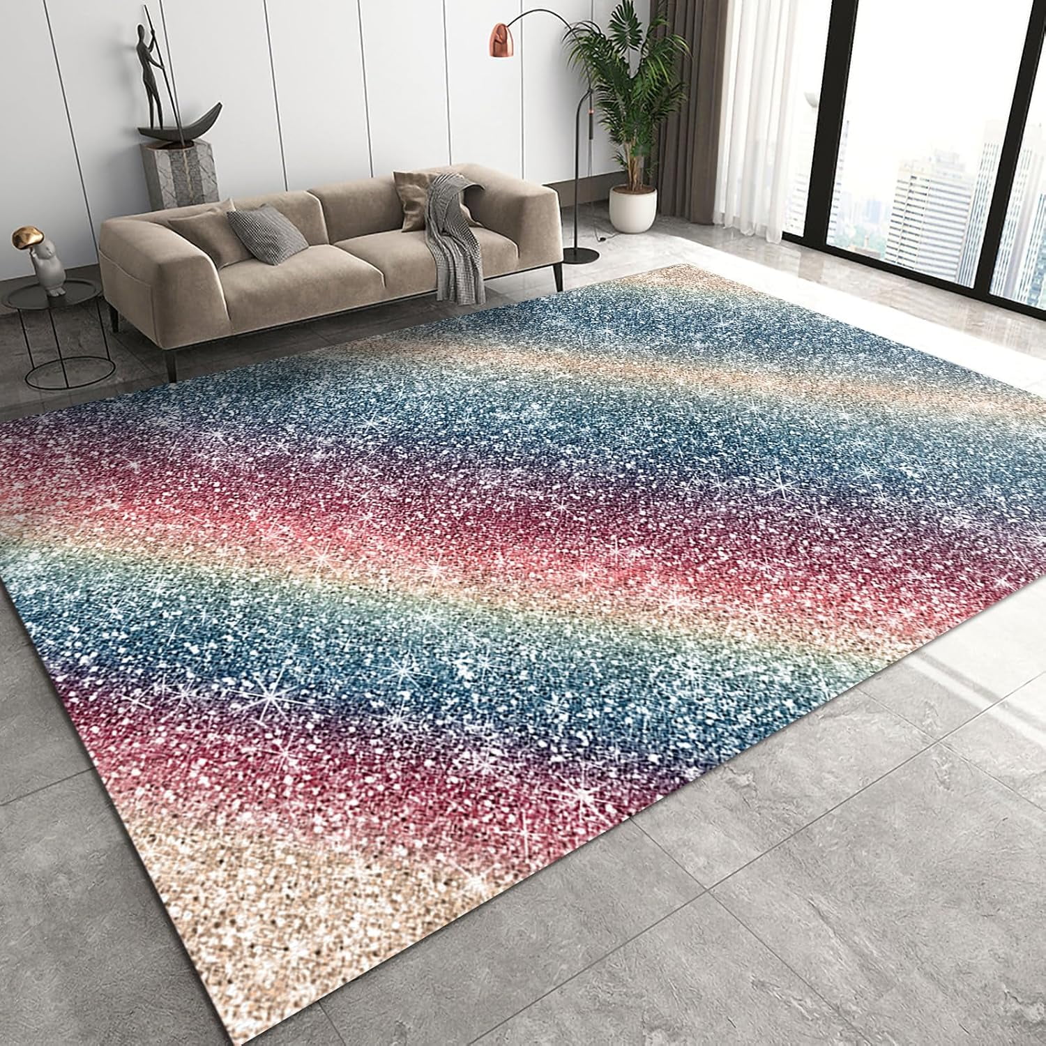 Colorful Abstract Gradient Pattern Area Rug, Trendy Beautiful Square ...
