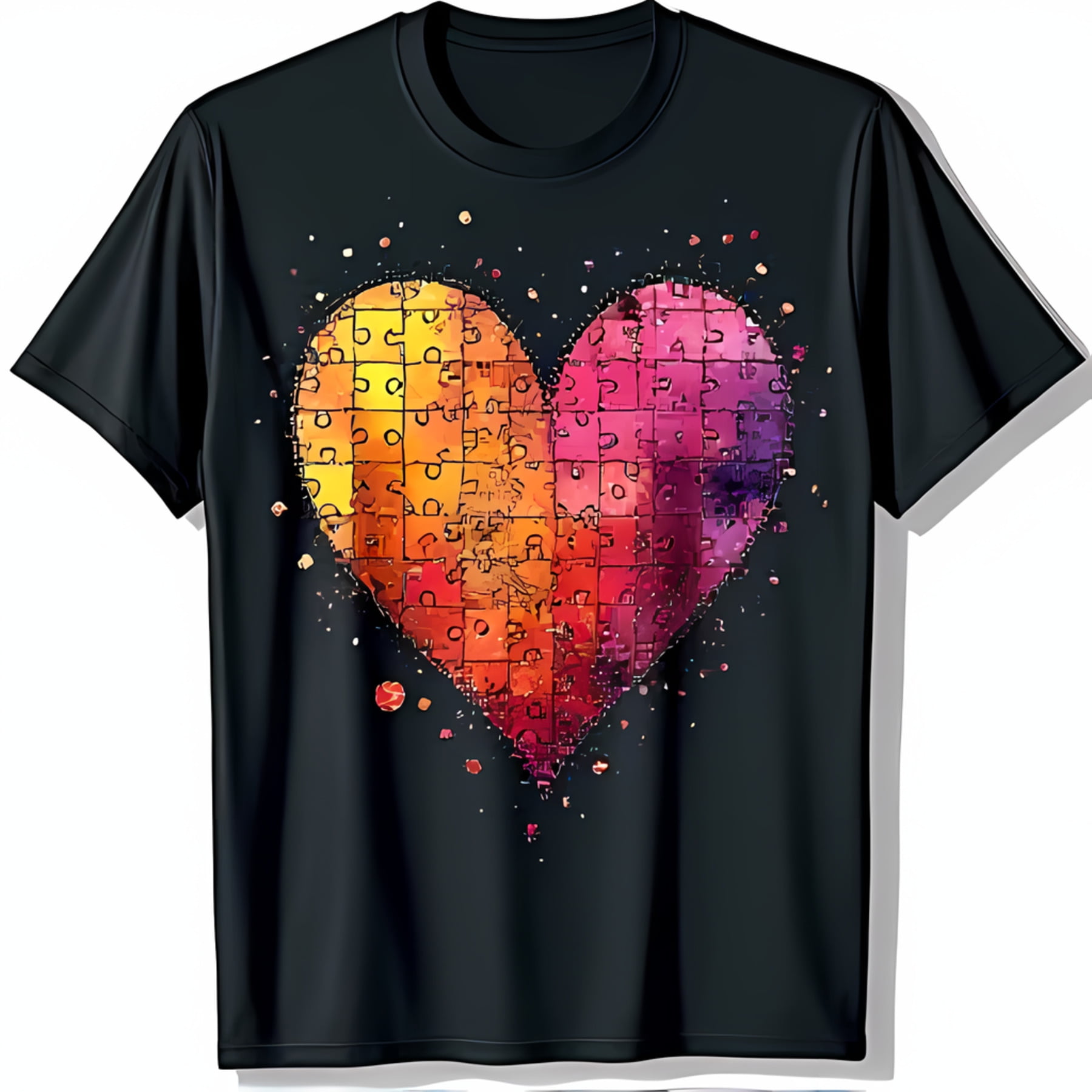 Colorful Abstract Heart Design Black T-Shirt for Souls - Walmart.com