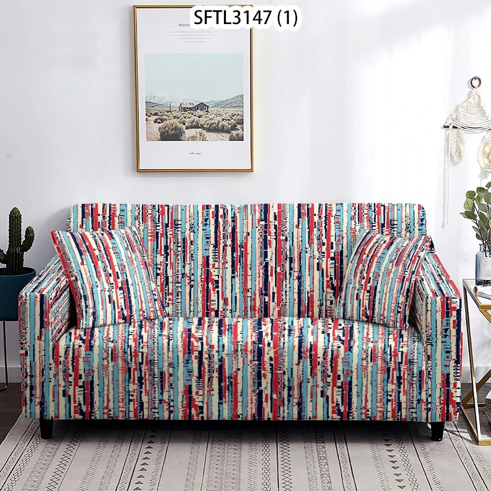 Colorful Abstract Ink Adjustable Sofa Cover Stripes Plaids And Covers ...