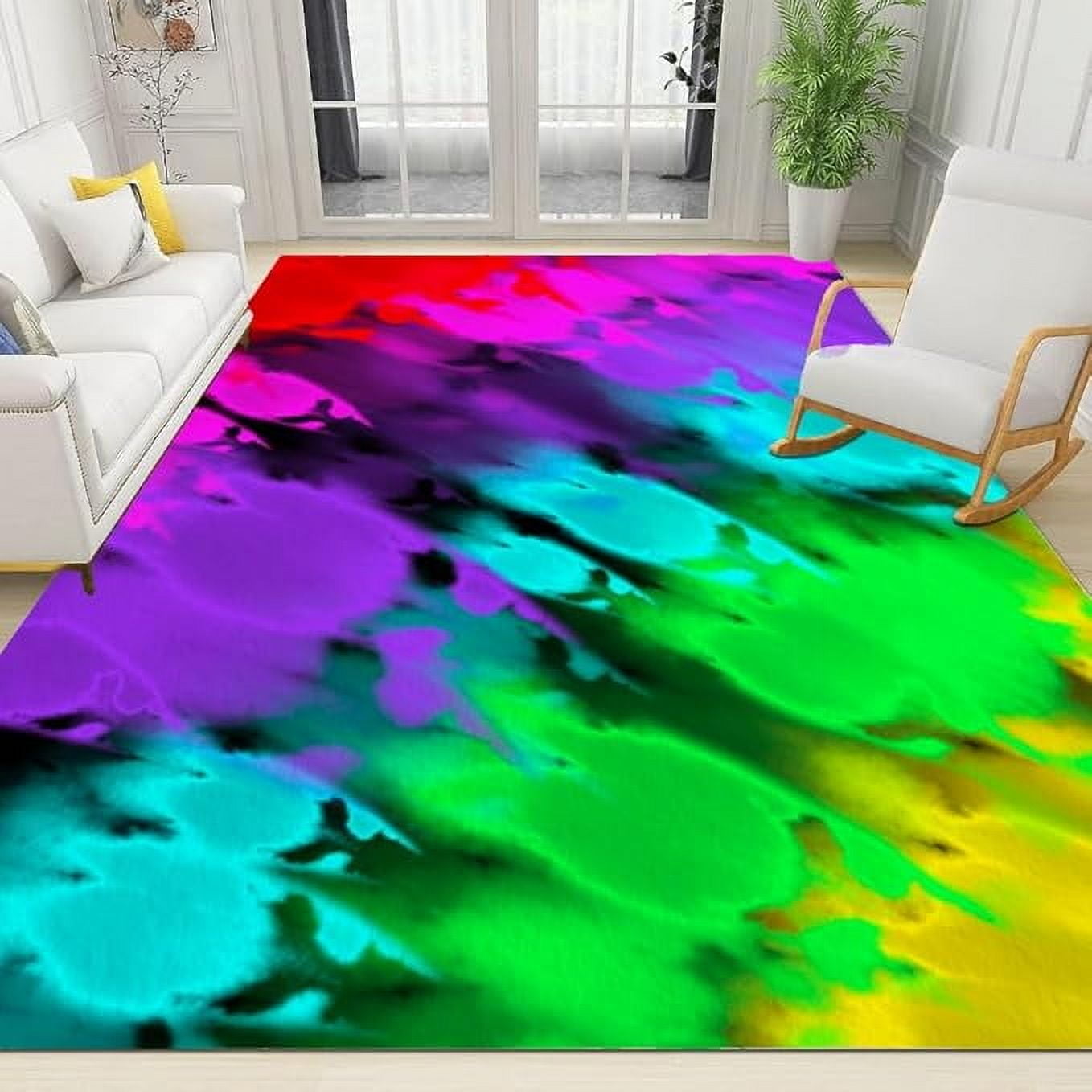 Colorful Abstract Inkjet Graffiti Area Rug For Living Room, Green ...