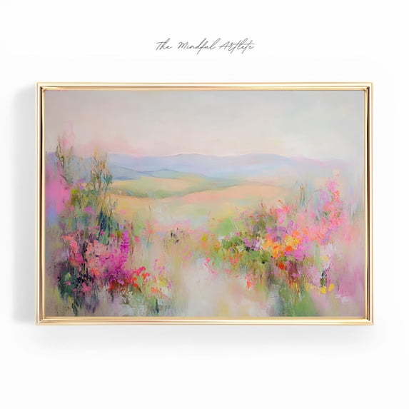 Colorful Abstract Landscape Spring Wildflower Field Floral Wall Art ...