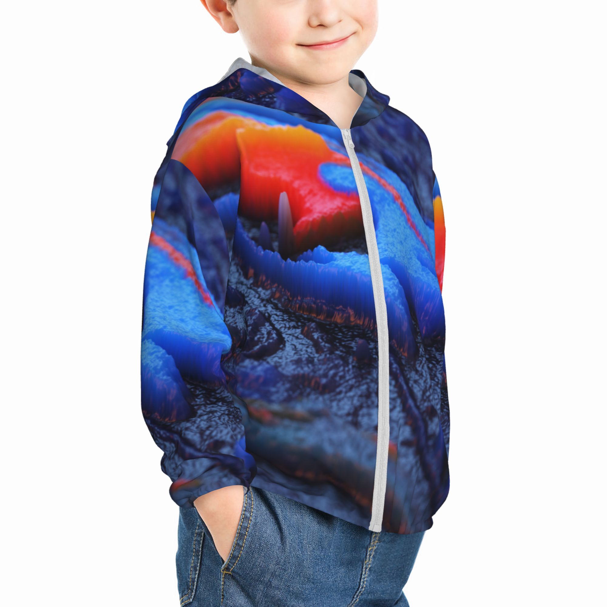 Colorful Abstract Lava Background Kids Zip-Up Hoodie Girls Boys Sun Protection Jacket Hooded ...