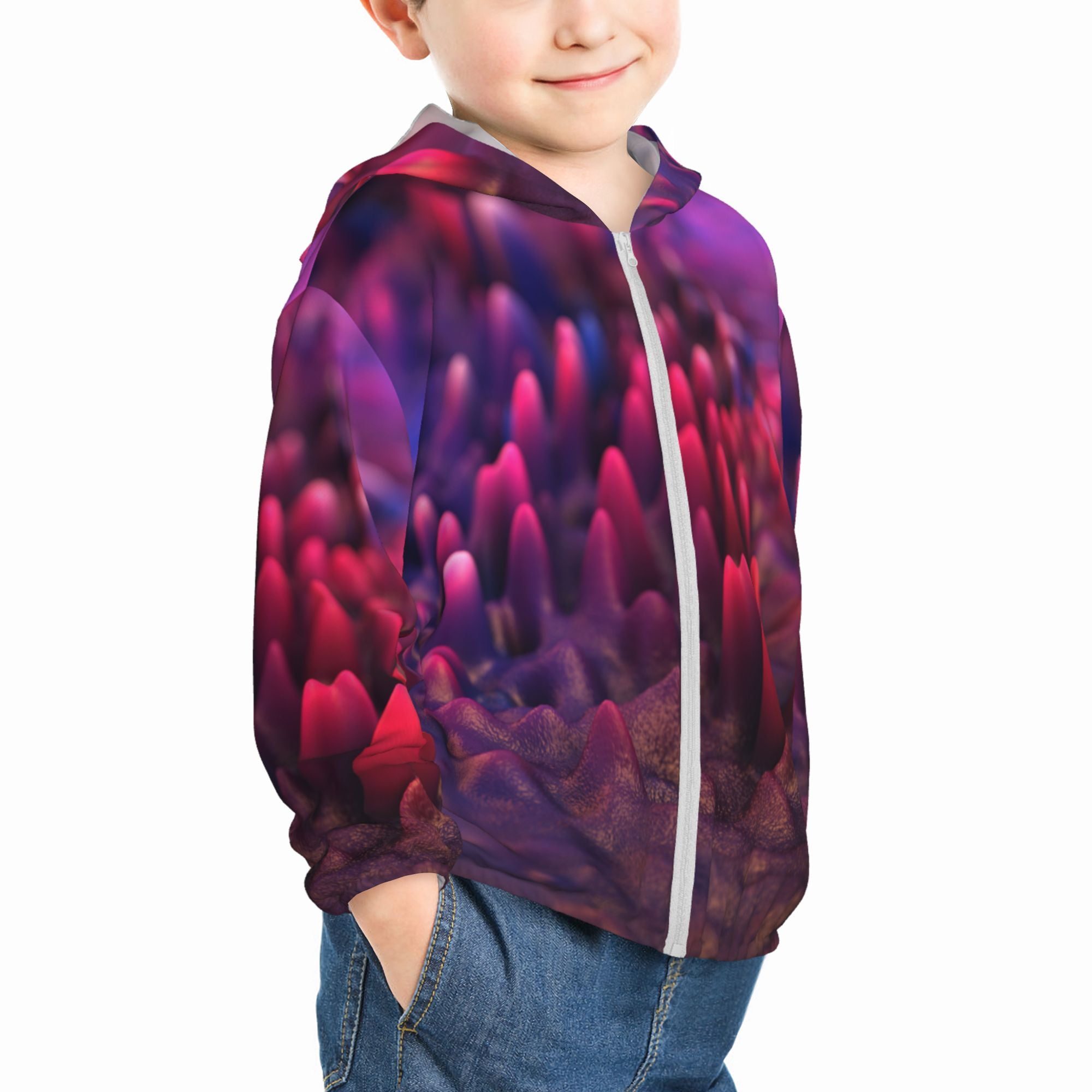 Colorful Abstract Lava Background Kids Zip-Up Hoodie Girls Boys Sun Protection Jacket Hooded ...