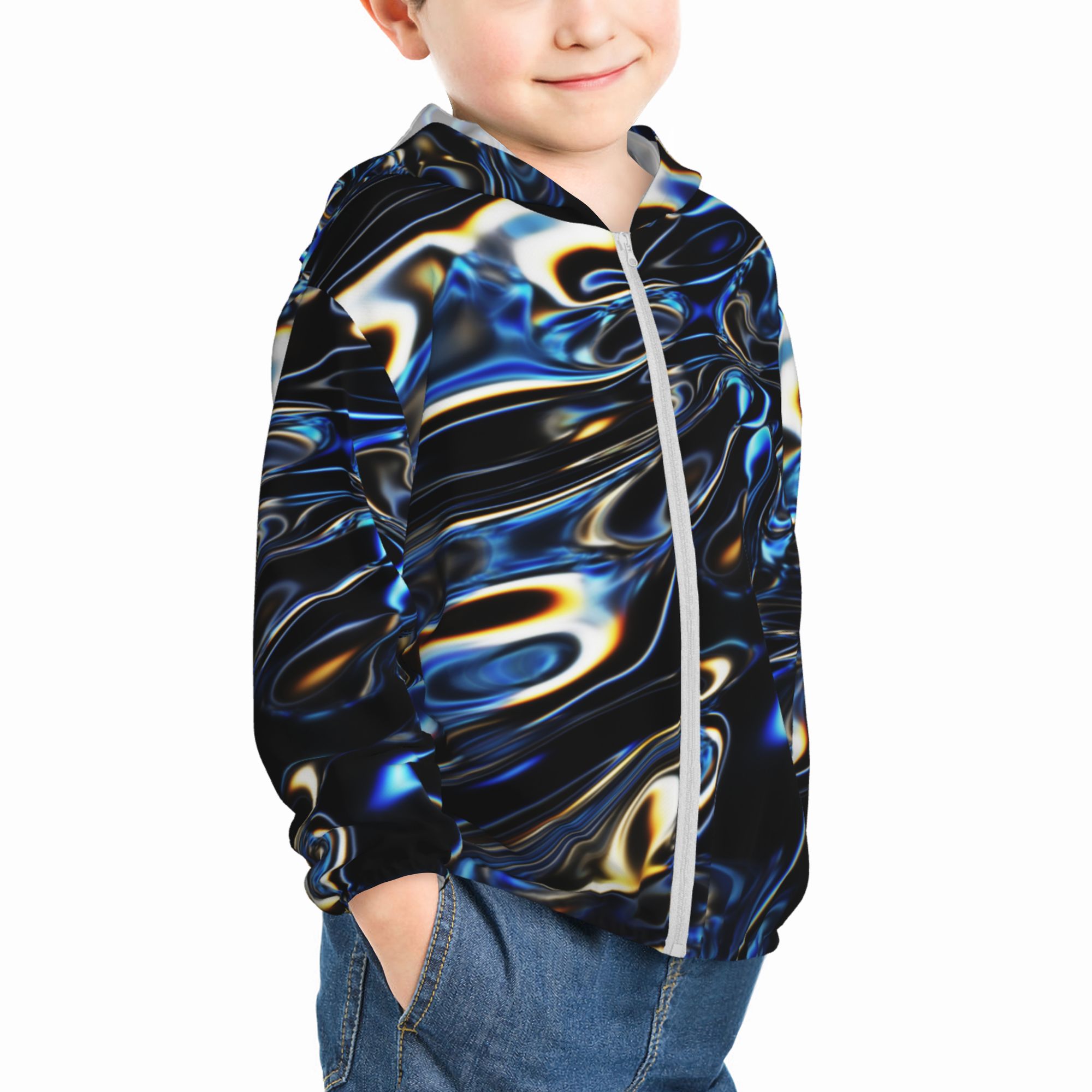 Colorful Abstract Lava Background Kids Zip-Up Hoodie Girls Boys Sun Protection Jacket Hooded ...