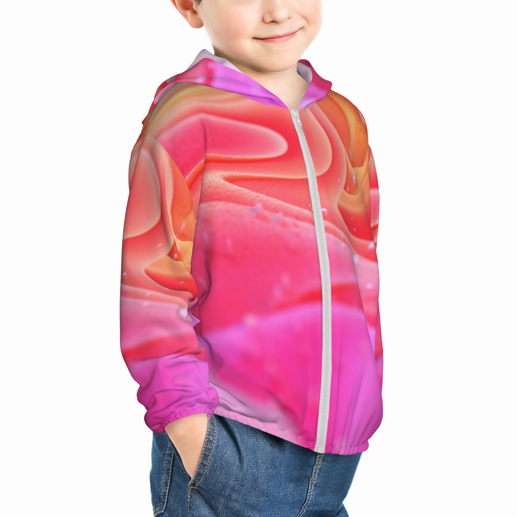 Colorful Abstract Lava Background Kids Zip-Up Hoodie Girls Boys Sun Protection Jacket Hooded ...