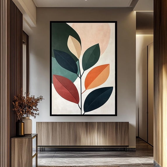Colorful Abstract Leaf Wall Art Print Mid Century Modern Botanical ...