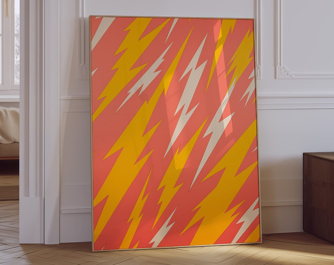 Colorful Abstract Lightning Bolts - Colorful Wall Art - Dorm Room Decor ...