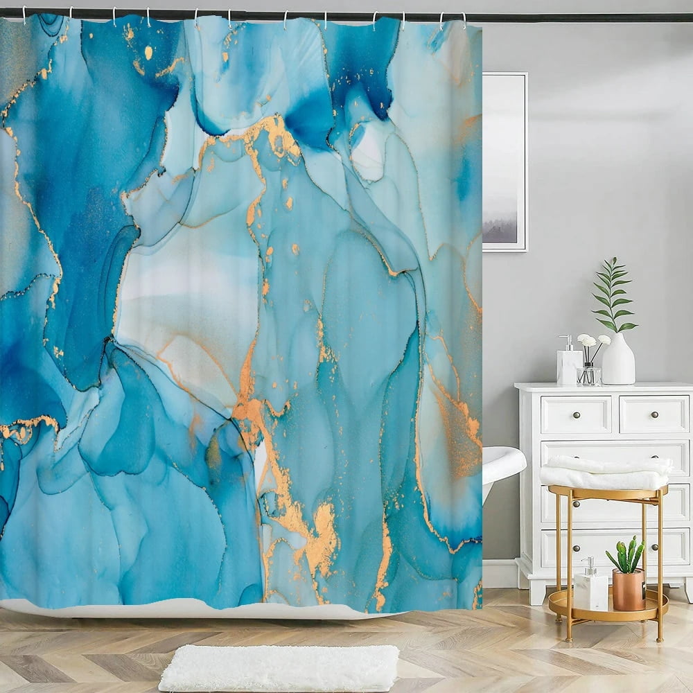 Colorful Abstract Marble Geometric Pattern Fabric Shower Curtain ...