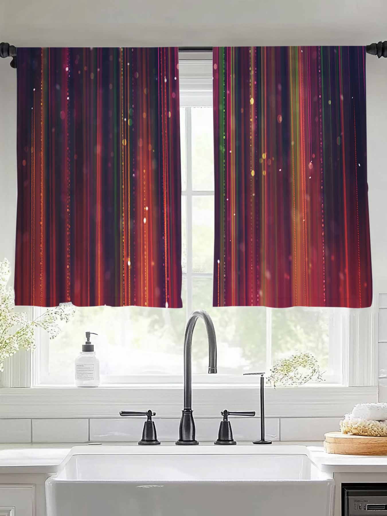 Colorful Abstract Neon Lights Sheer Curtains 54 Inches Long 2 Panels ...