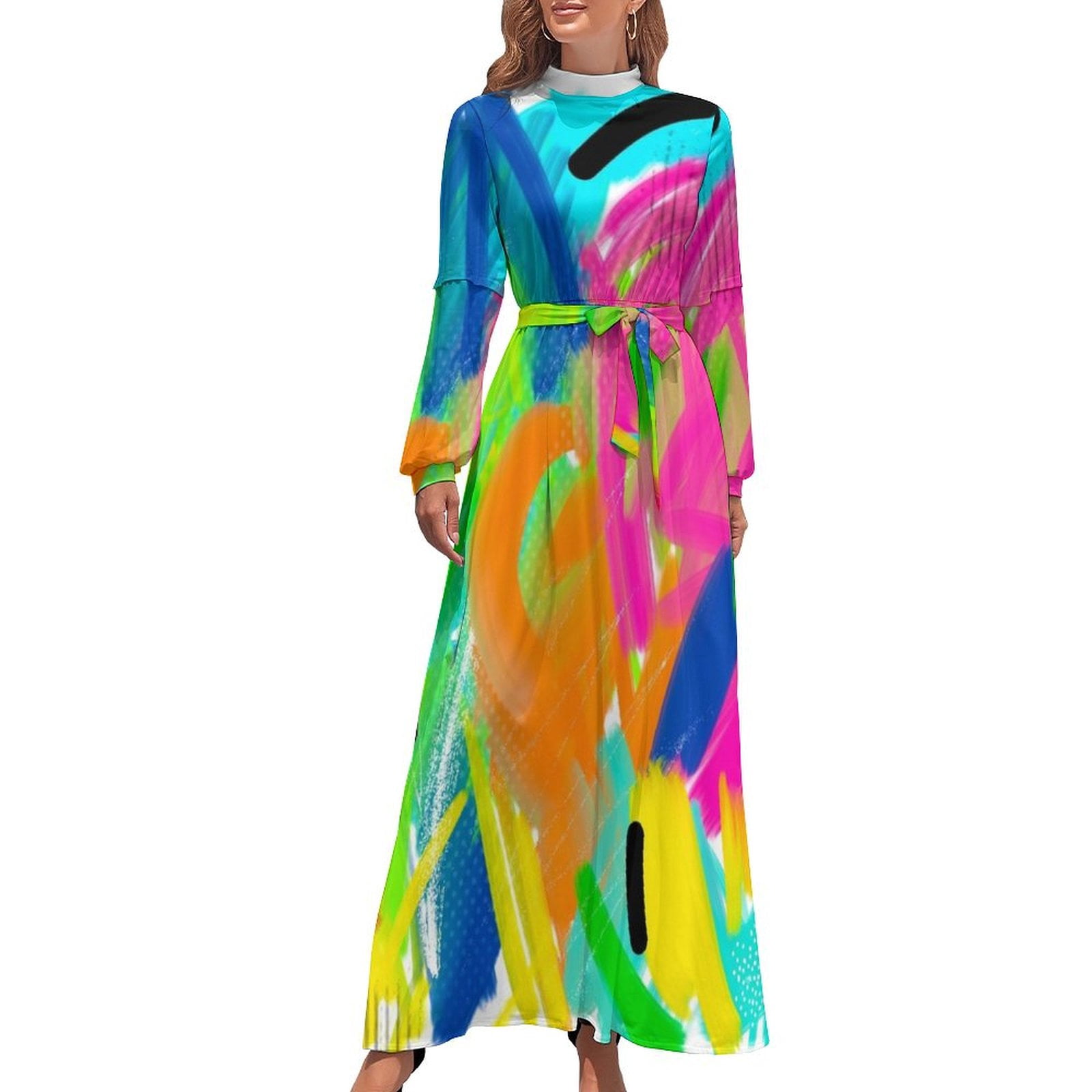 Colorful Abstract Painting Long Dress Long veiled dresses fairy dress ...