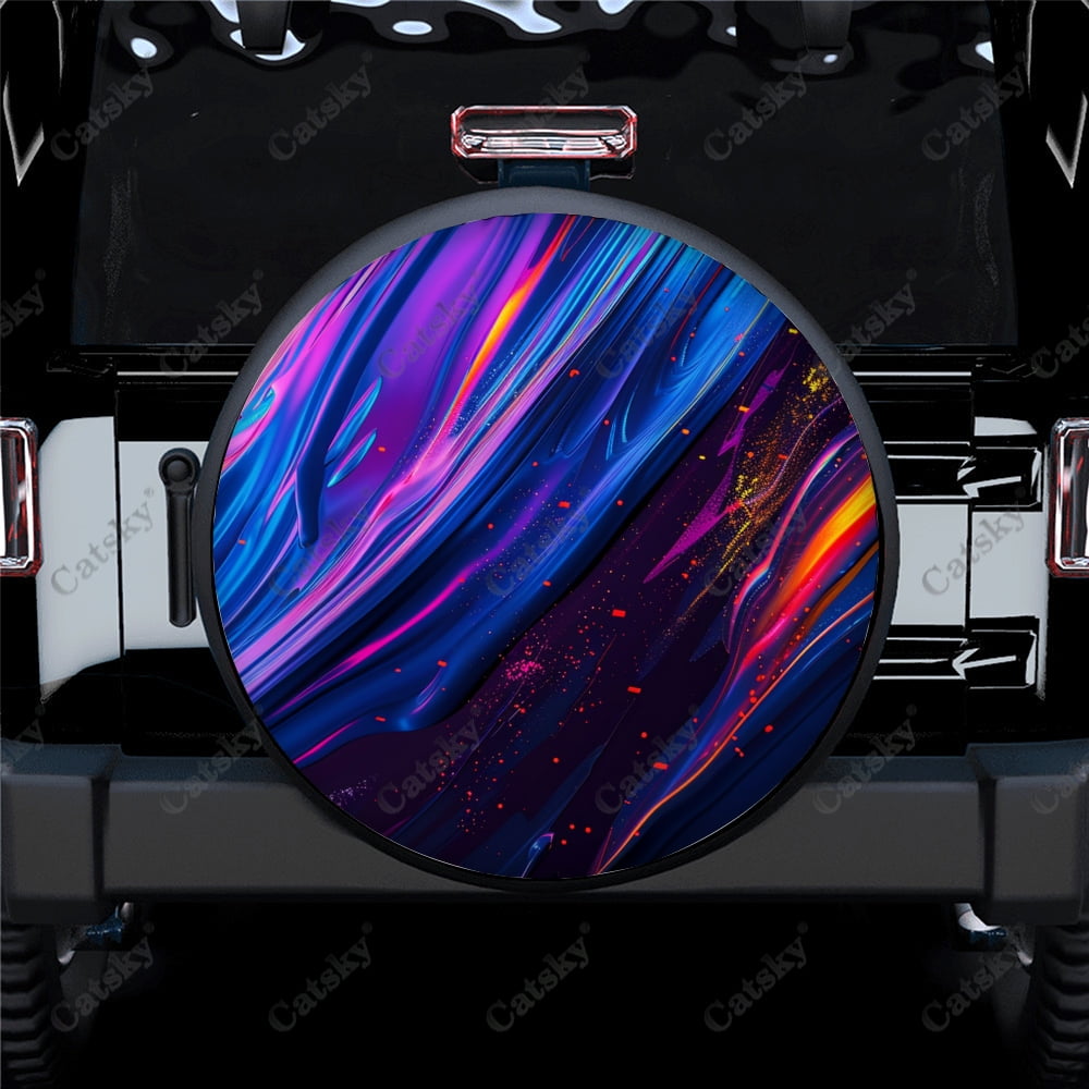Colorful Abstract Painting Polyester Universal Spare Wheel Tire Cover ...