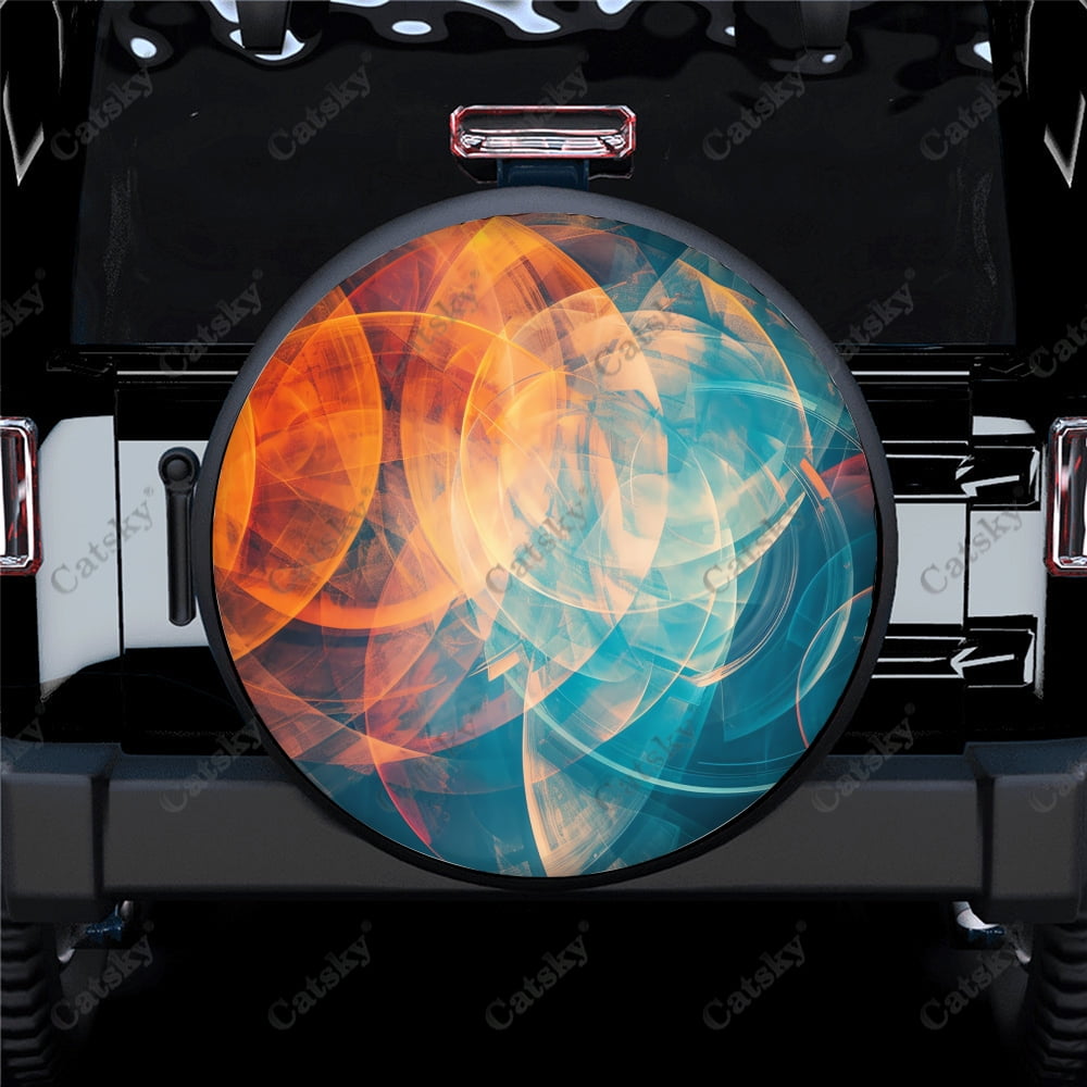 Colorful Abstract Painting Polyester Universal Spare Wheel Tire Cover ...