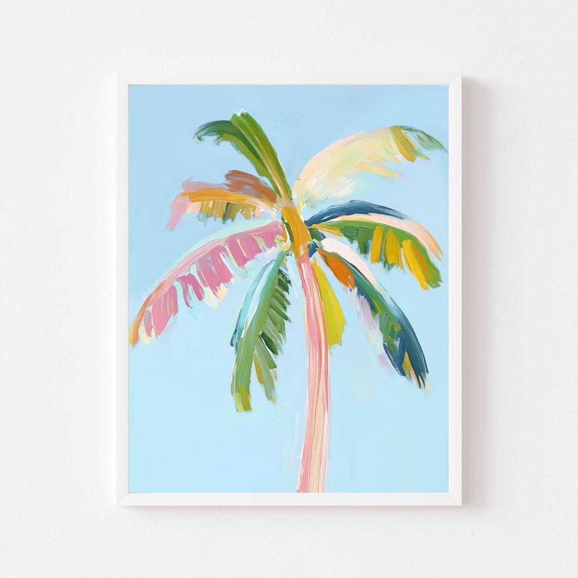Colorful Abstract Palm Tree Painting Tropical Coastal Wall Art Print ...