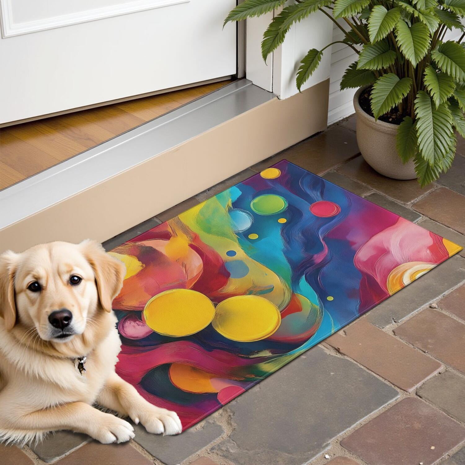 Colorful Abstract Pattern Door Rugs,Washable Non Slip Door Mats Indoor ...