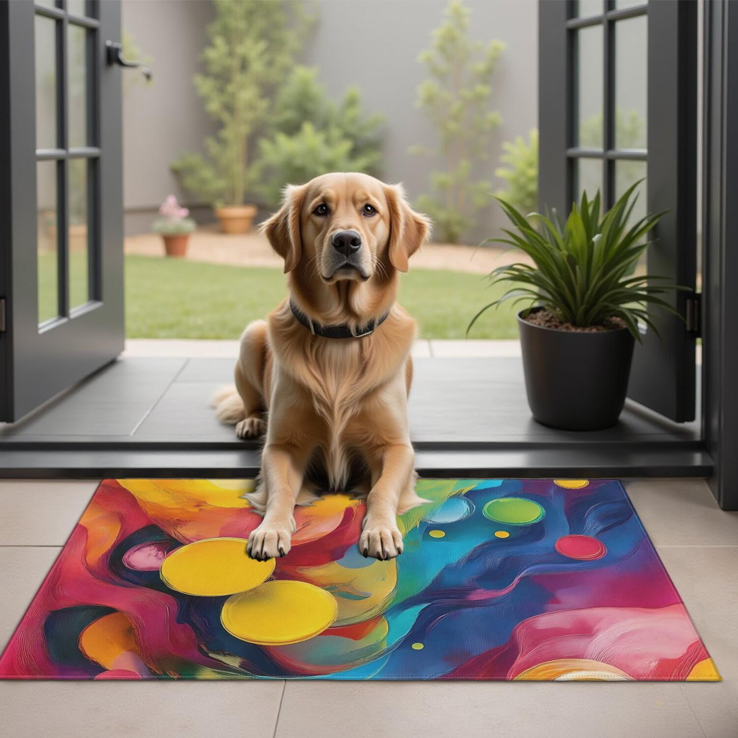 Colorful Abstract Pattern Door Rugs,Washable Non Slip Door Mats Indoor ...