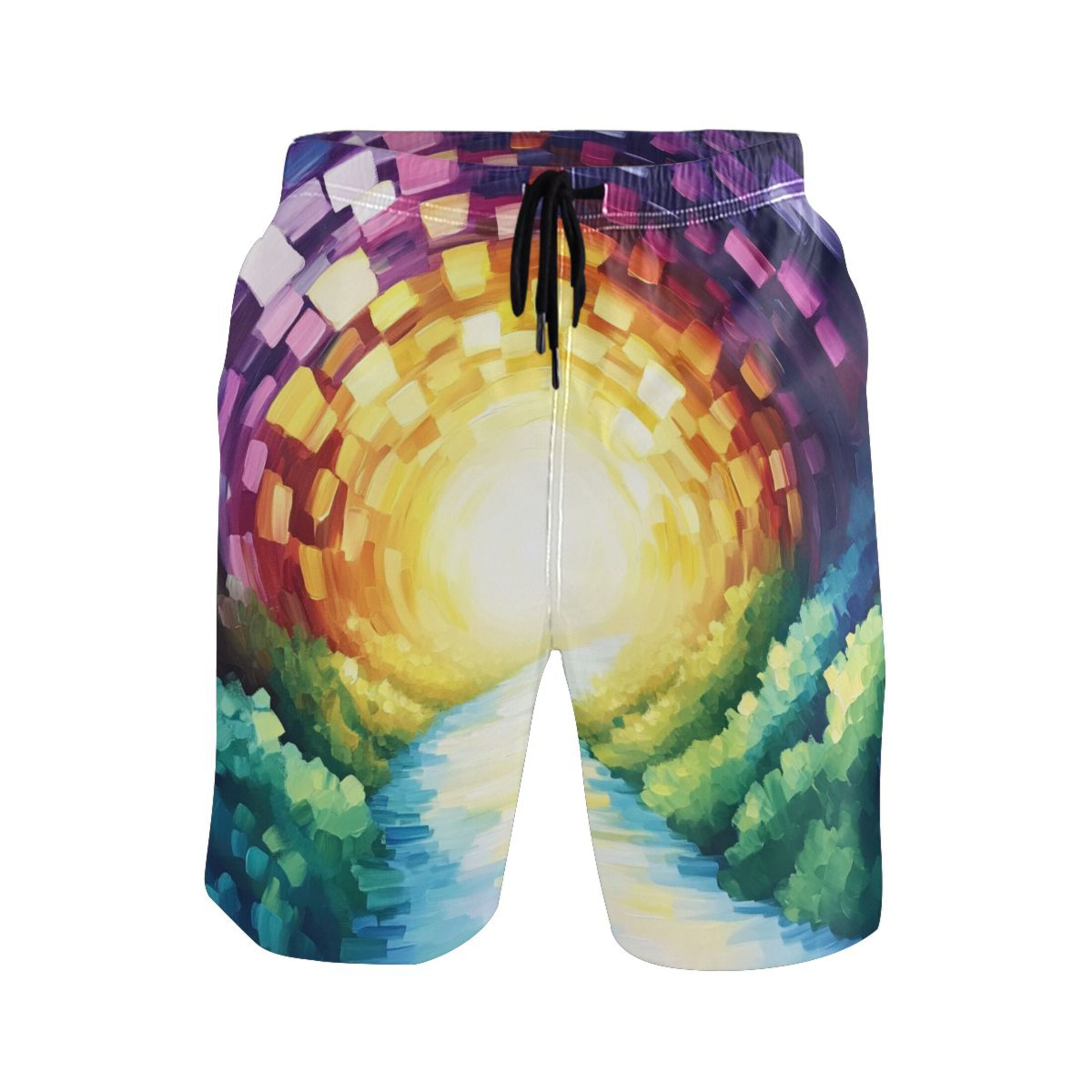 Colorful Abstract Pattern Large Size Men's Quick Dry Beach Shorts with ...