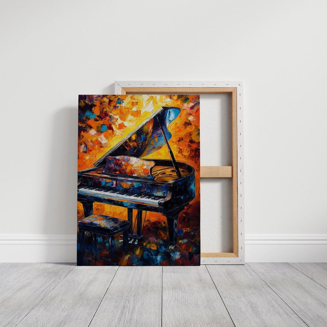 Colorful Abstract Piano Art Vibrant Brush Strokes Musical Wall Decor ...
