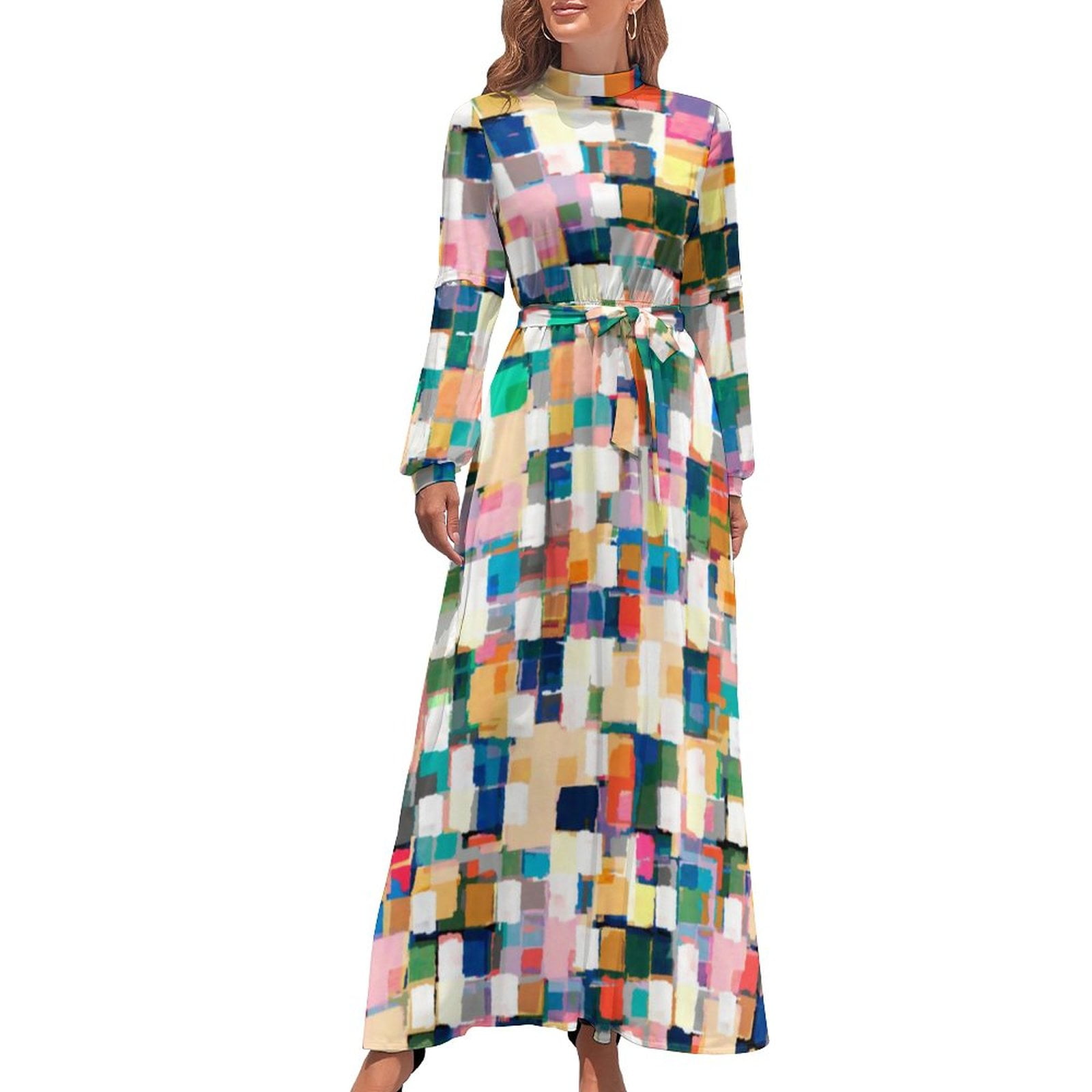 Colorful Abstract Print Dress Graffiti Art Elegant Maxi Dress Aesthetic ...