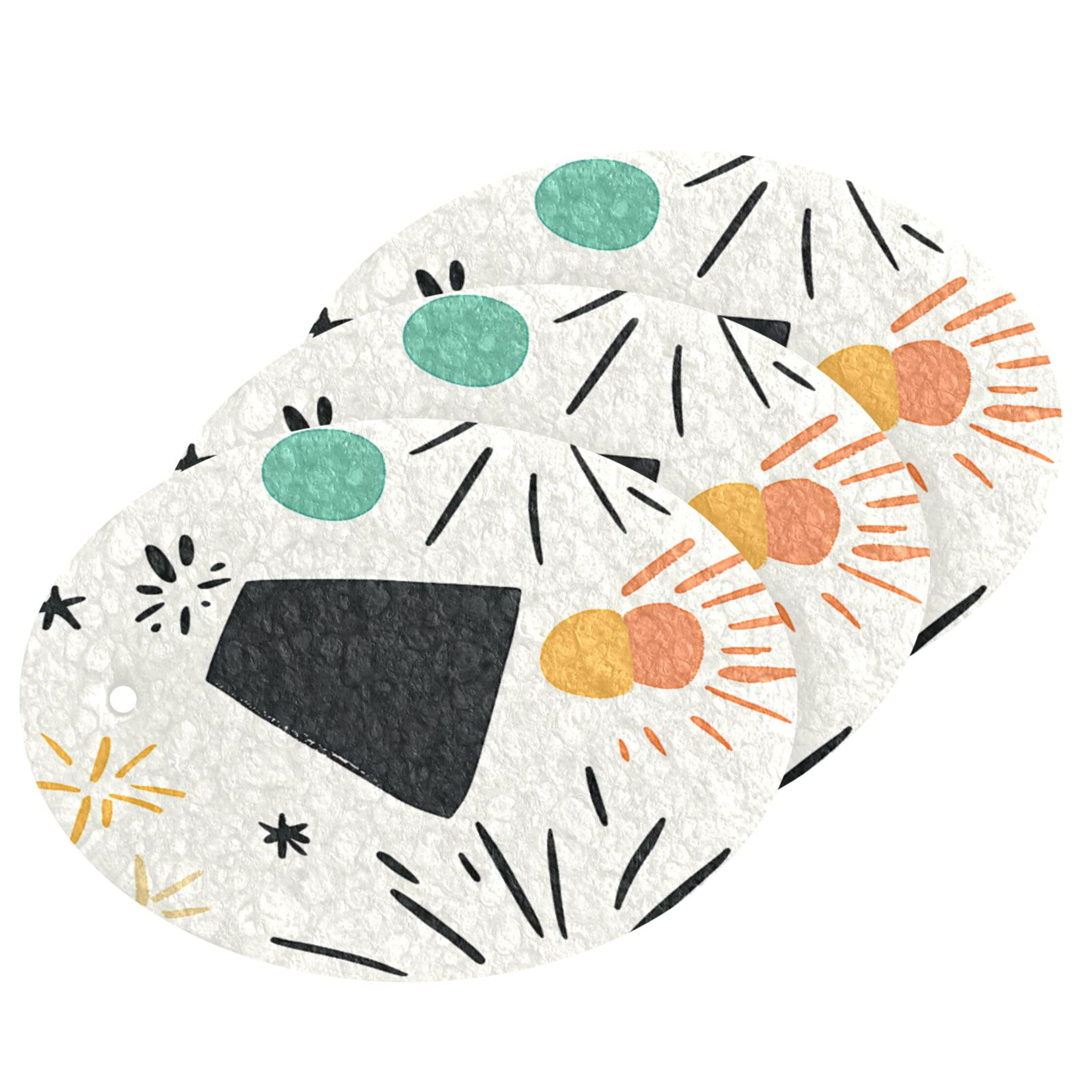 Colorful Abstract Shapes and Dots 3 Pack Wood Pulp Dishwashing Sponges ...