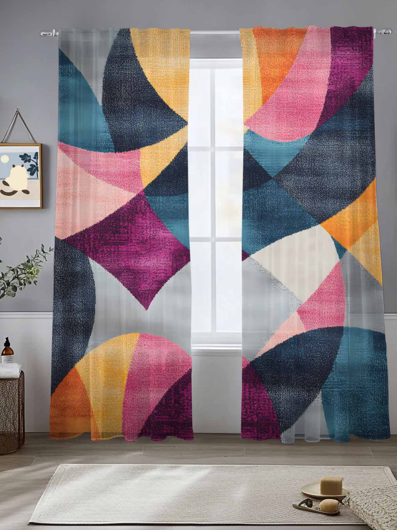 Colorful Abstract Sheer Curtains for Living Room Bedroom Modern ...