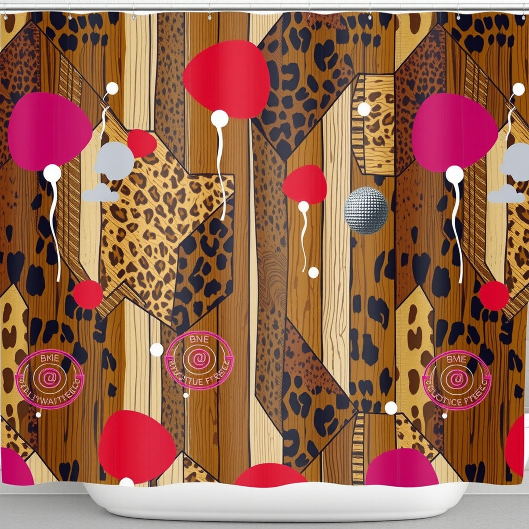 Colorful Abstract Shower Curtain with Geometric Pattern, Print & Bold ...