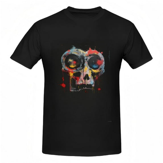Colorful Abstract Skull Design Cotton Short Sleeve T-Shirt for Women ...