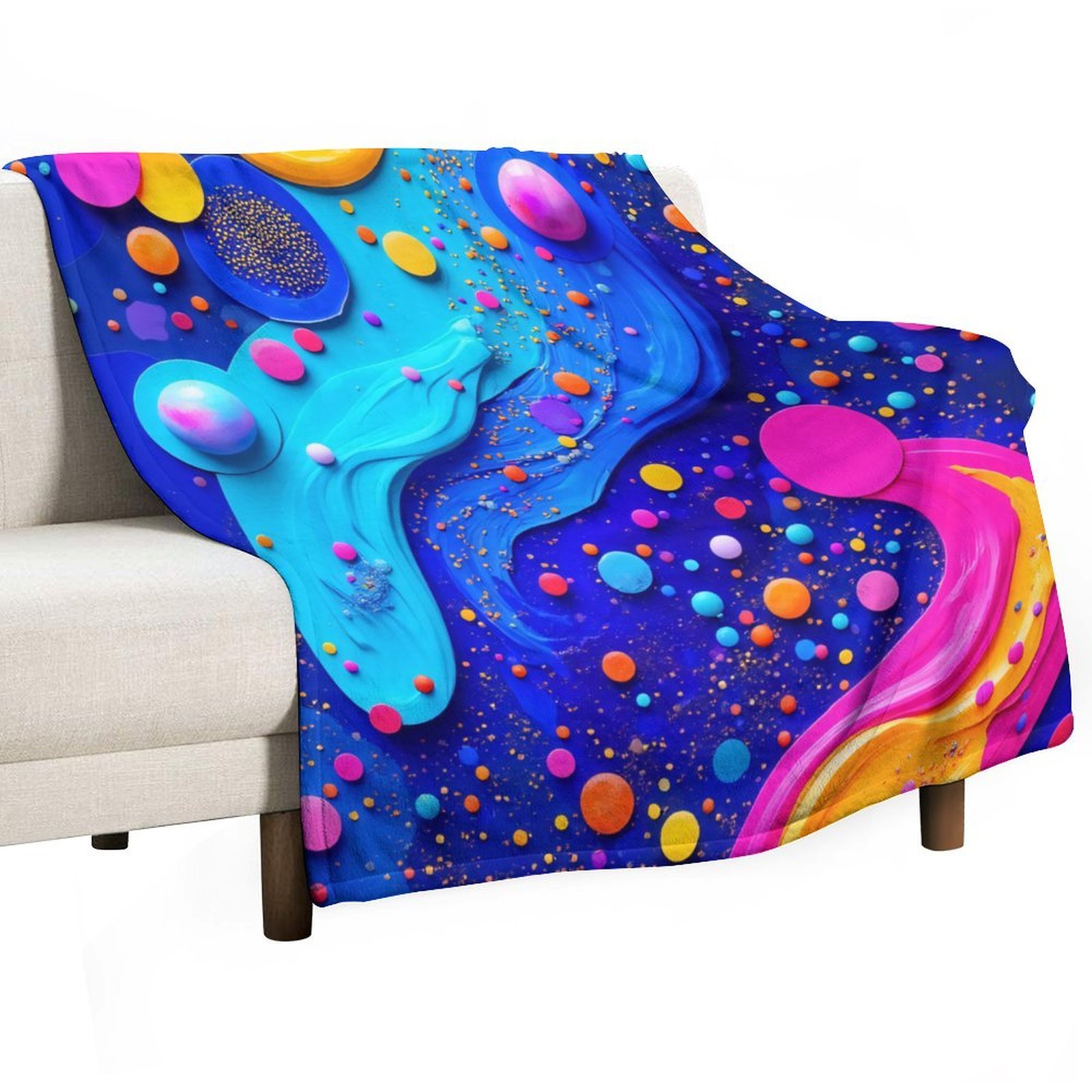 Colorful Abstract Spheres And Swirls Blanket Soft Cozy Flannel Blanket ...