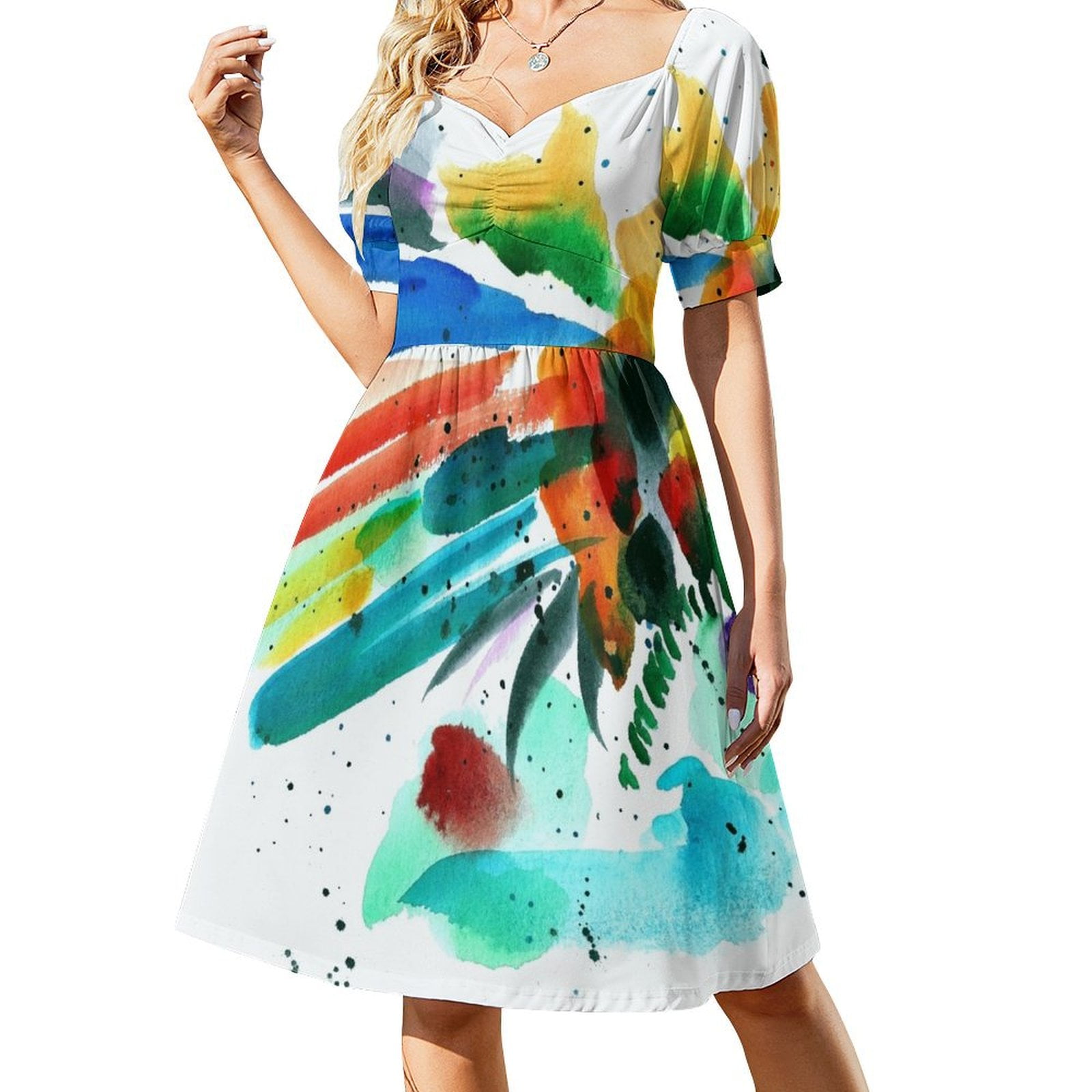 Colorful Abstract Splash IN Watercolor Painting Dress dress summer ...