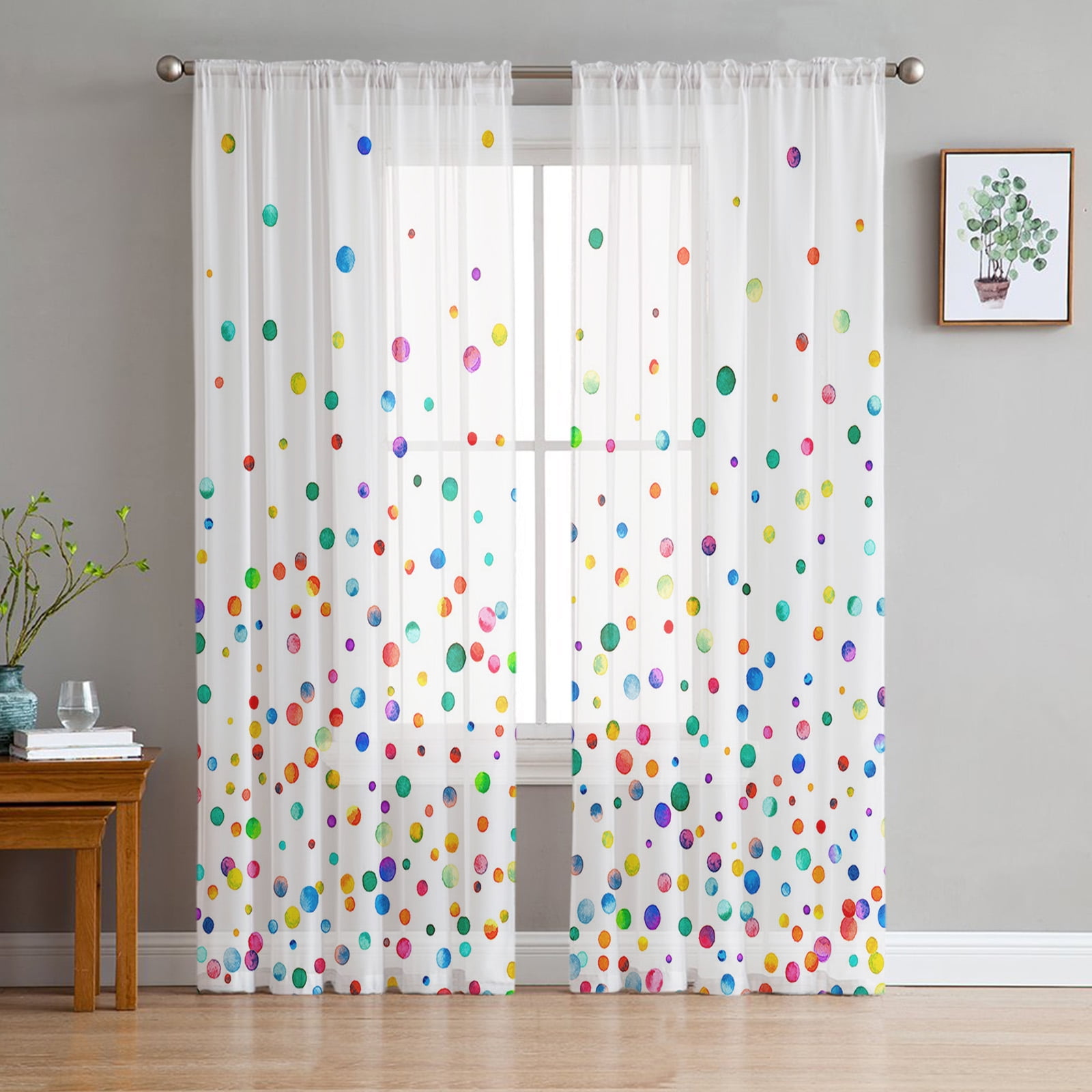 Colorful Abstract Splash Ink Tulle Sheer Window Curtains for Living ...