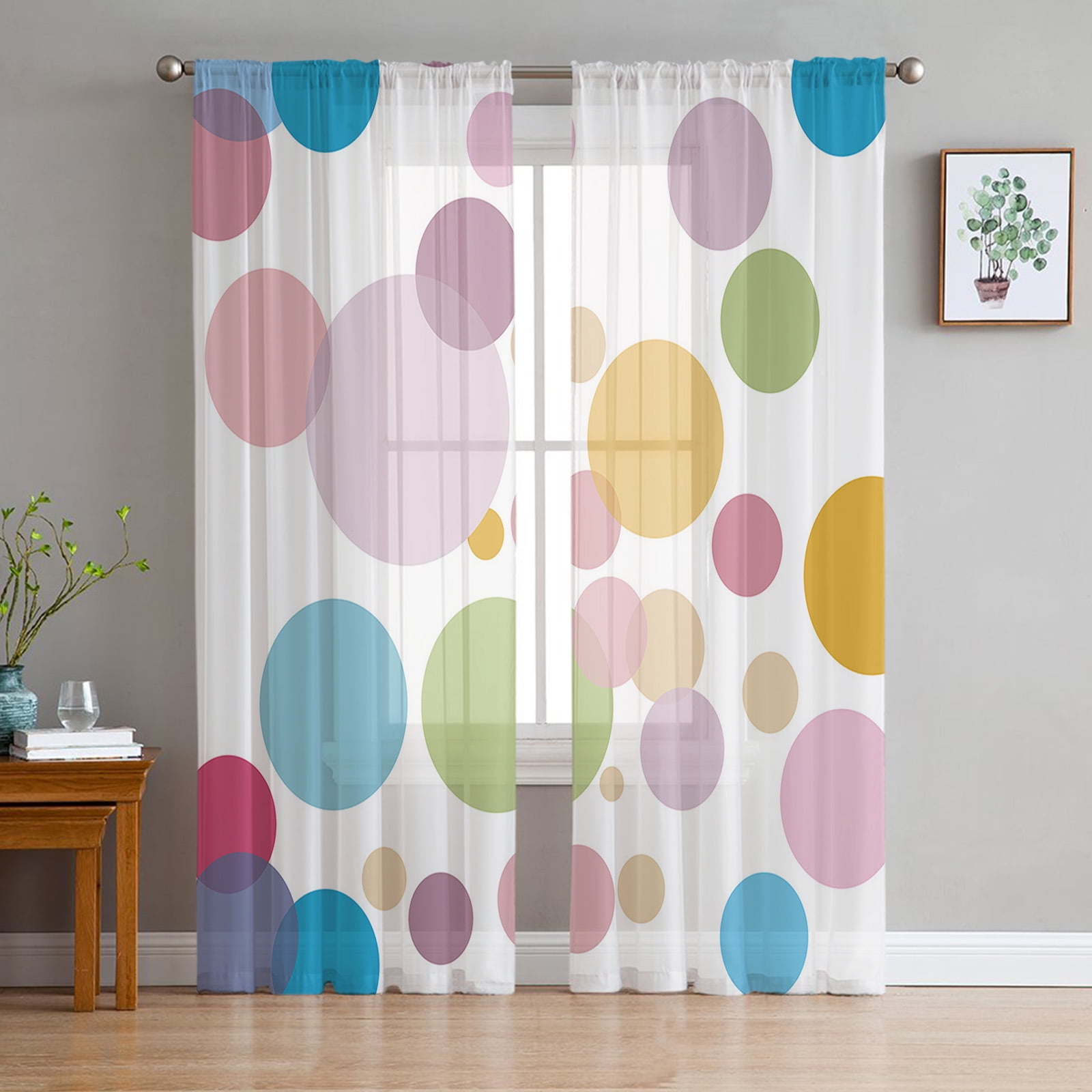 Colorful Abstract Splash Ink Tulle Sheer Window Curtains for Living ...