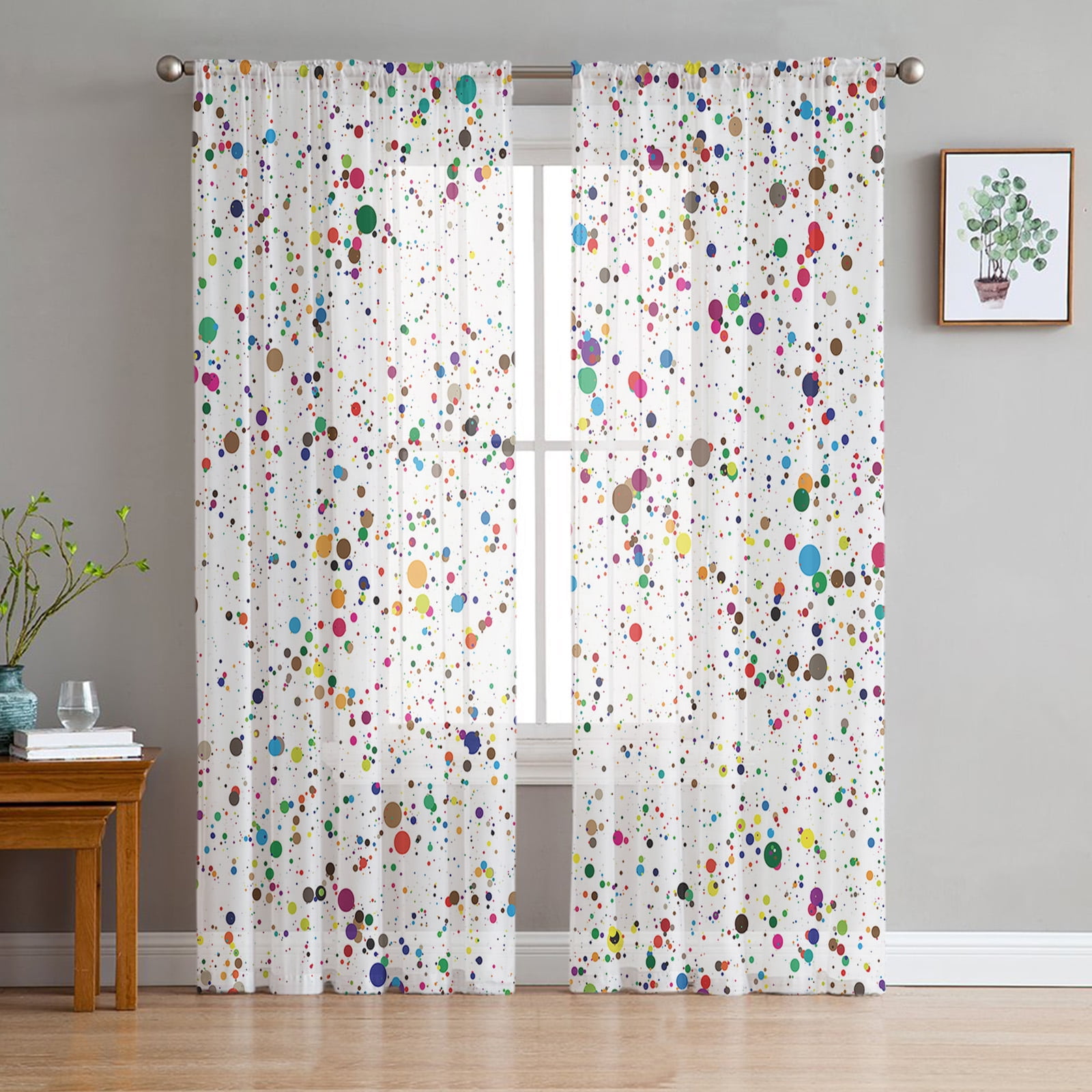 Colorful Abstract Splash Ink Tulle Sheer Window Curtains for Living ...
