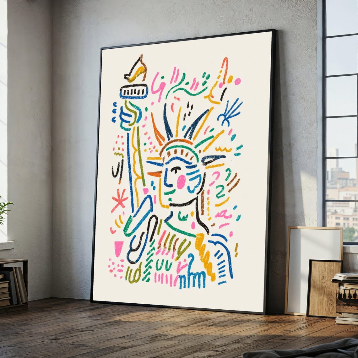 Colorful Abstract Statue Of Liberty Canvas, Modern American Landmark ...