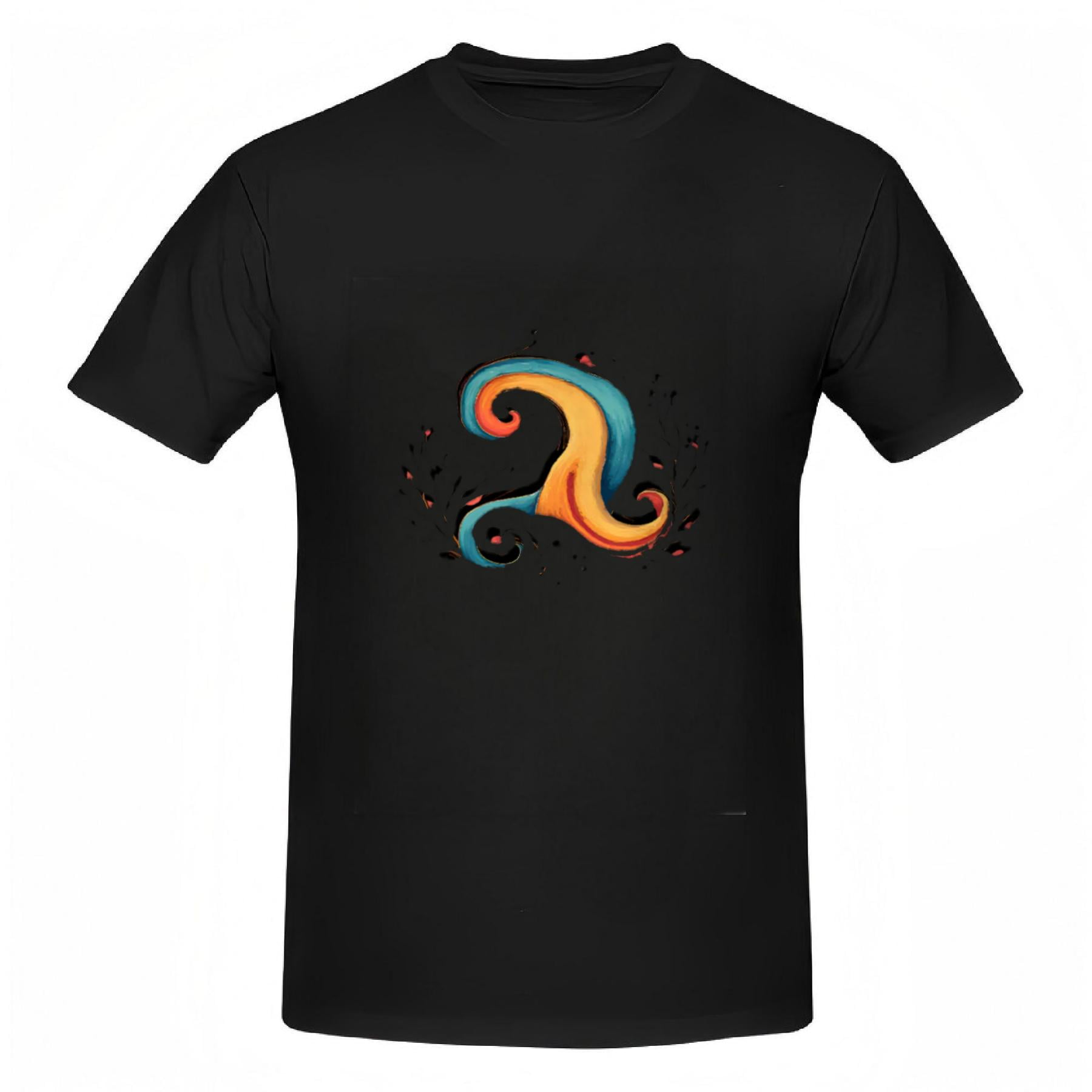 Colorful Abstract Swirl Design Cotton Short Sleeve T-Shirt for Women ...