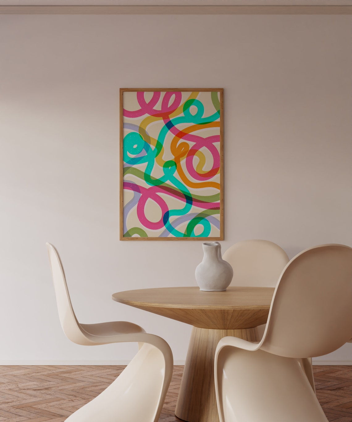 Colorful Abstract Swirl Scribble Wall Art, Colorful Swirl Squiggle Art ...